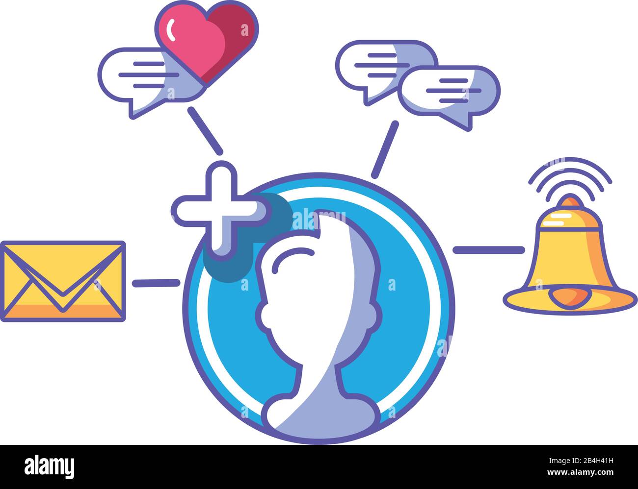 man thinking of digital business ideas on white background vector ...