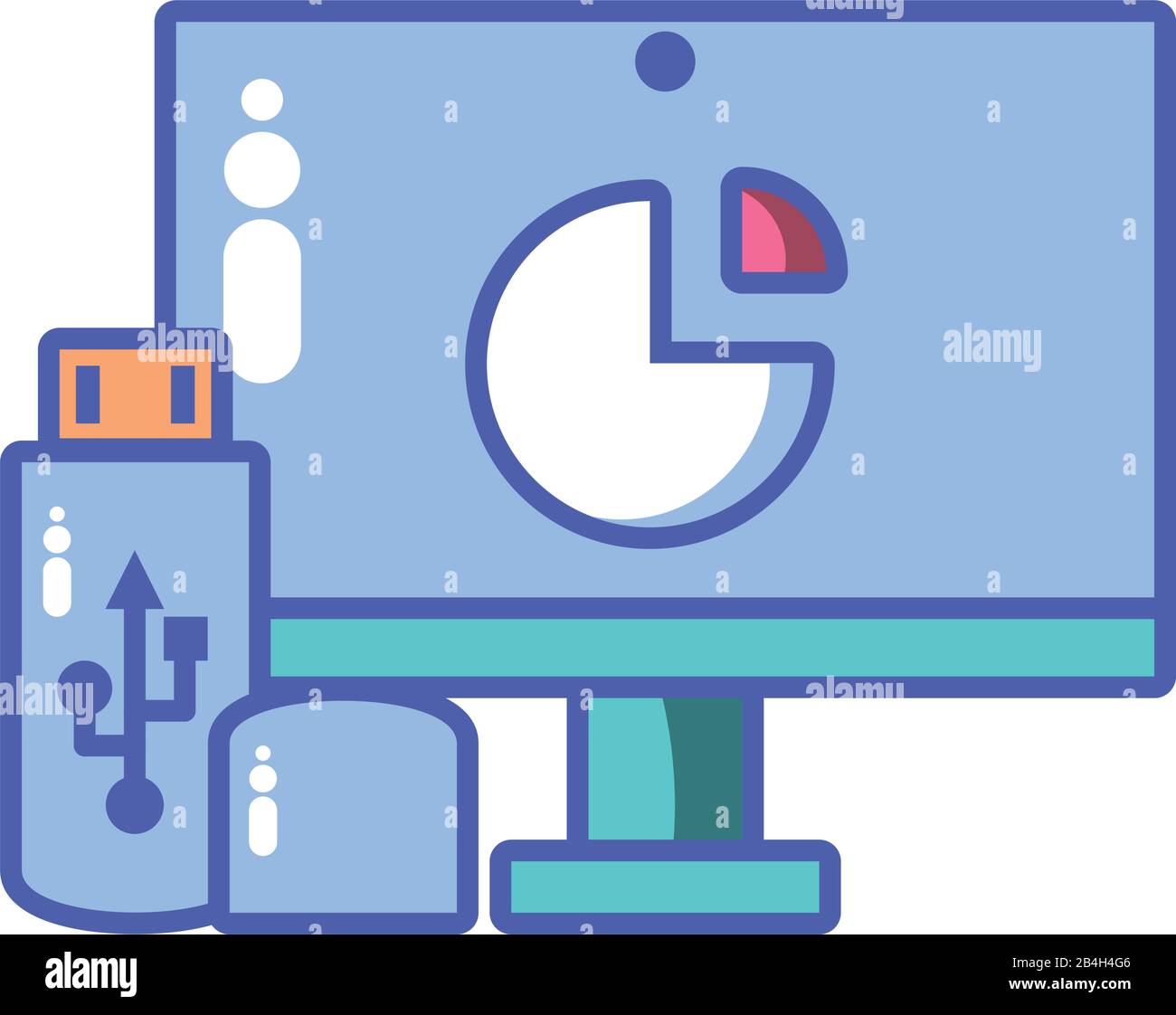 computer screen with digital technology in white background vector ...