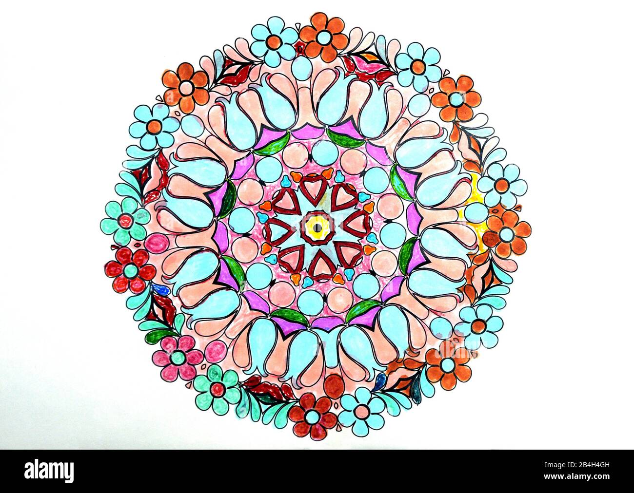 mandala hand painted by and old lady Stock Photo - Alamy