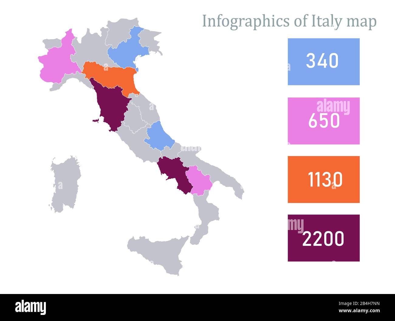 Infographics of Italy map, individual states vector Stock Vector Image ...