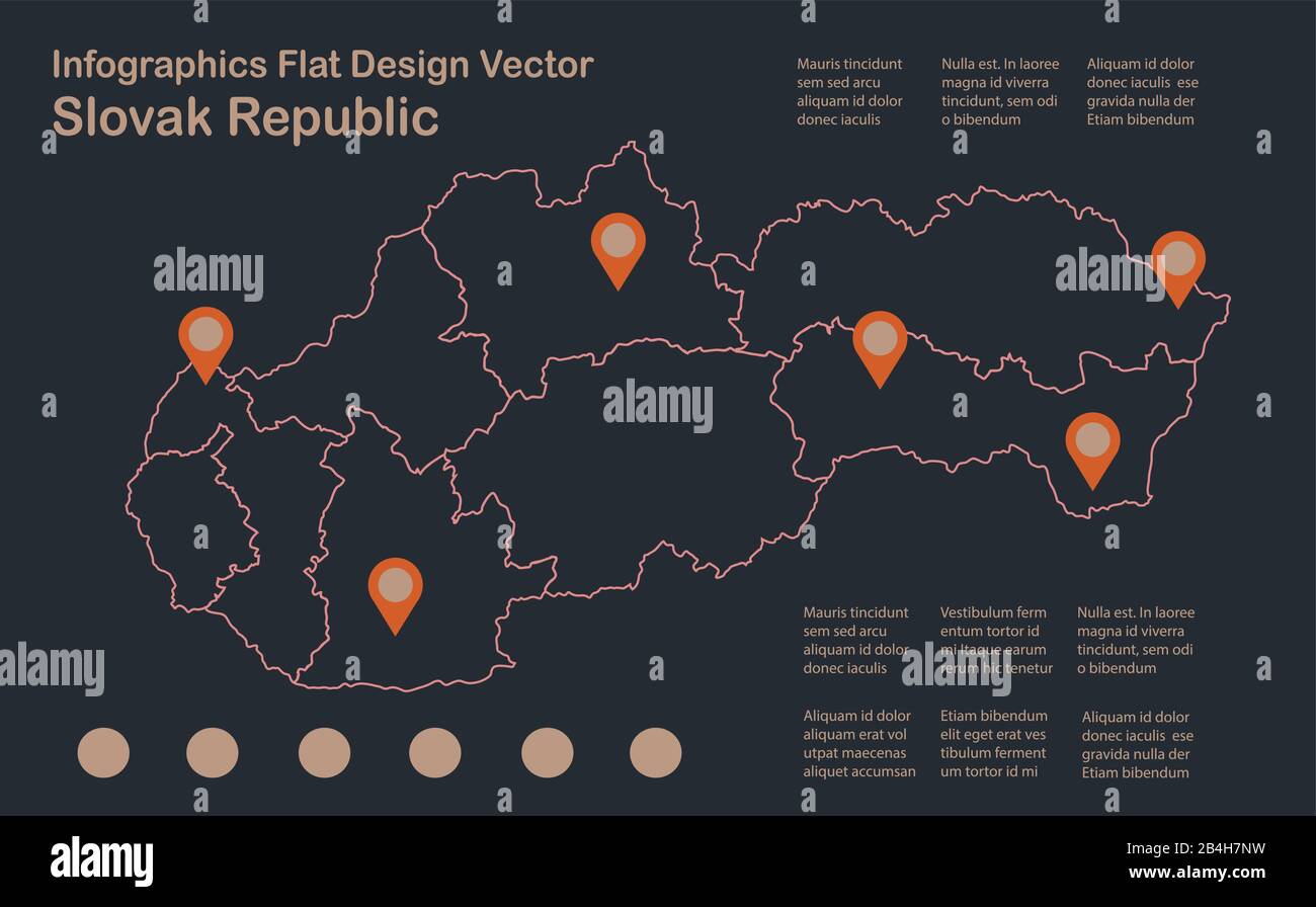 Infographics Slovakia, Slovak Republic map outline, flat design, color ...