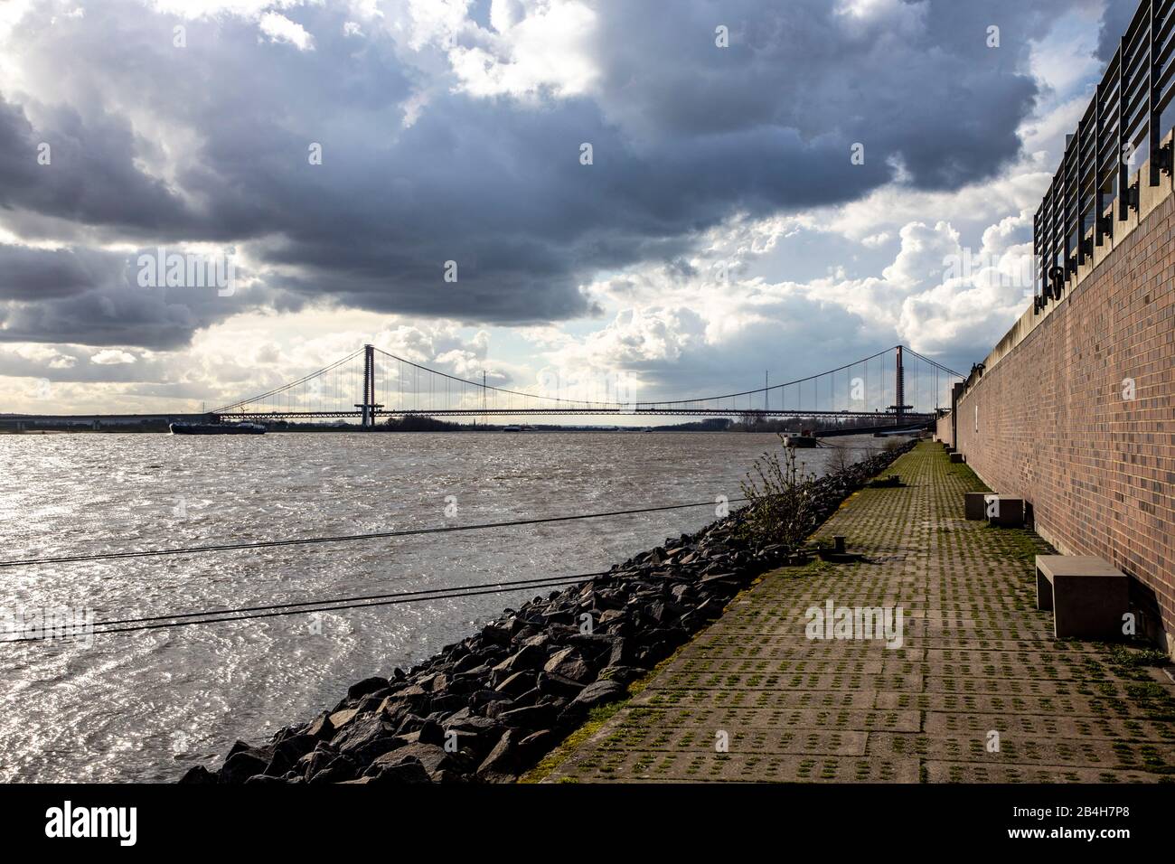 Rhine bridge Emmerich federal road B220, Lower Rhine, NRW, Germany ...