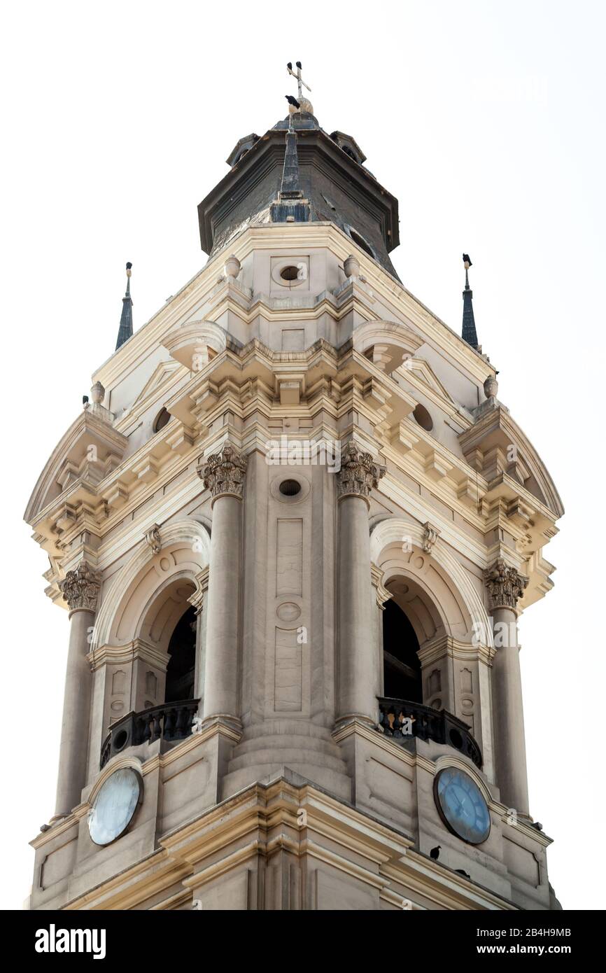 Bell tower for the Cathedral in the Plaza de Armas in Lima, Peru ...