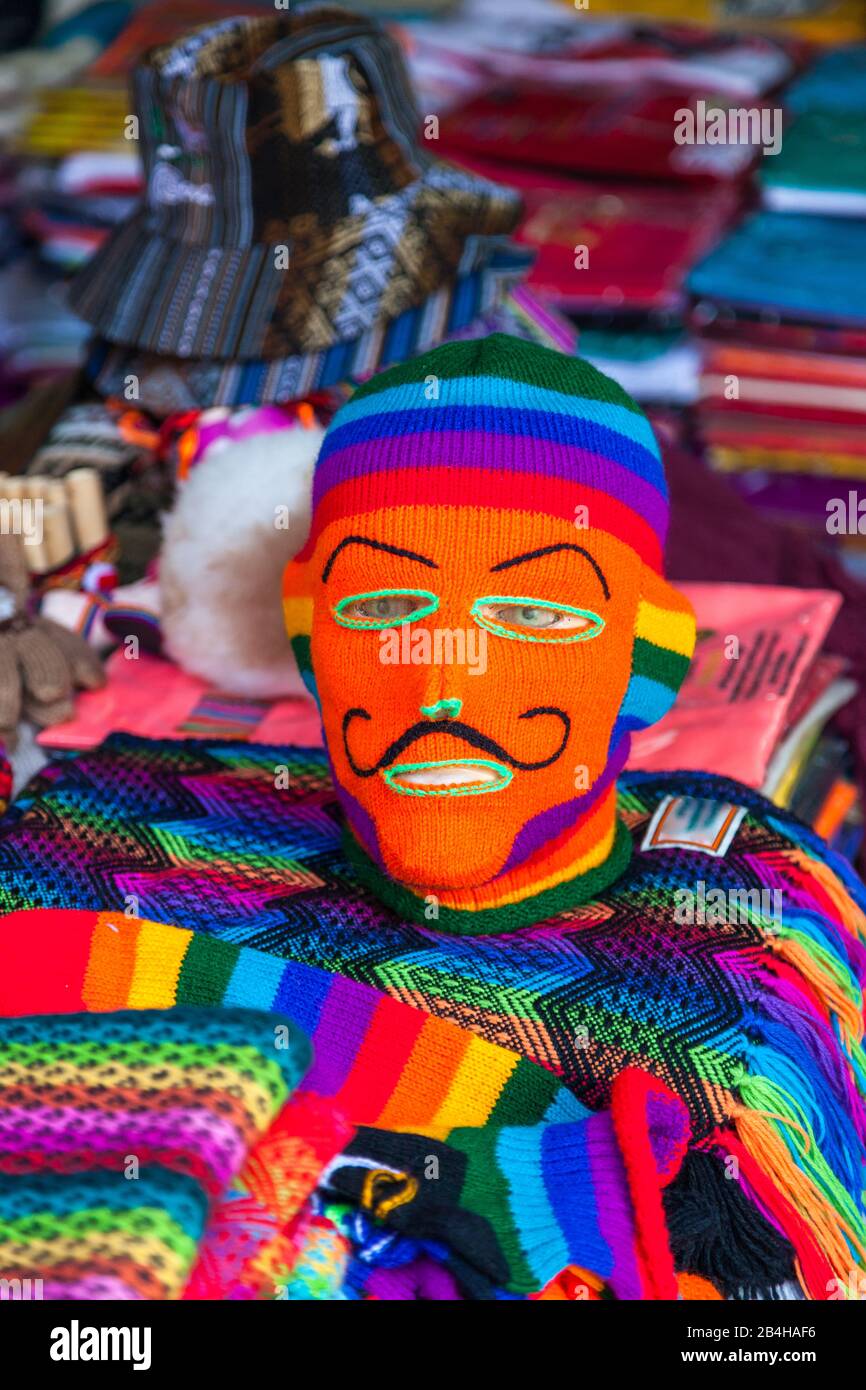 A colorful mask with a mustache for sale at a gift shop downtown Lima ...