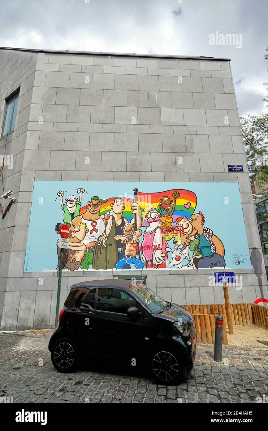 Europe, Belgium, Brussels, comic strip route, house wall, facade ...