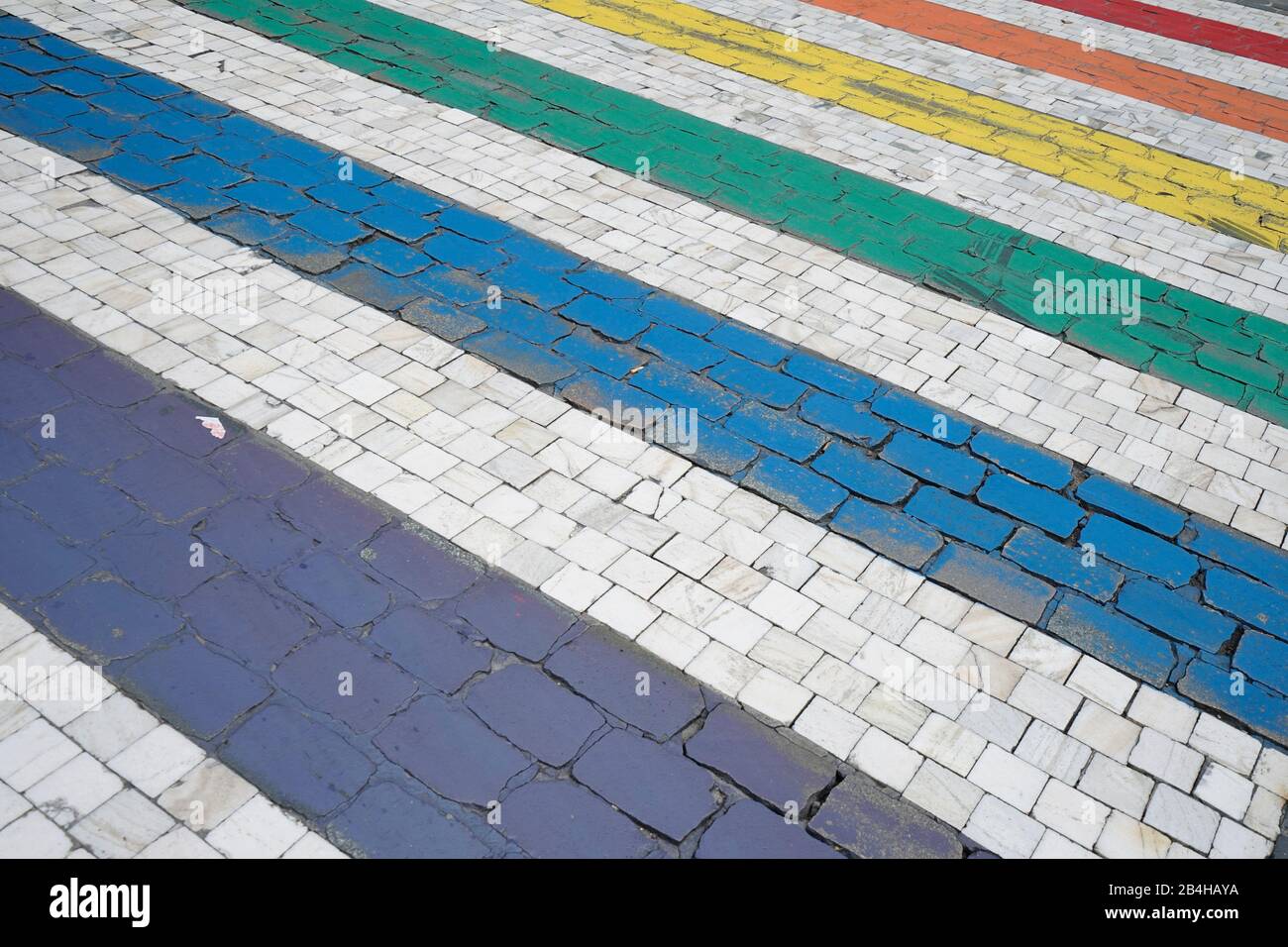 Europe, Belgium, Brussels, Europaviertel, pedestrian crossing, colored ...