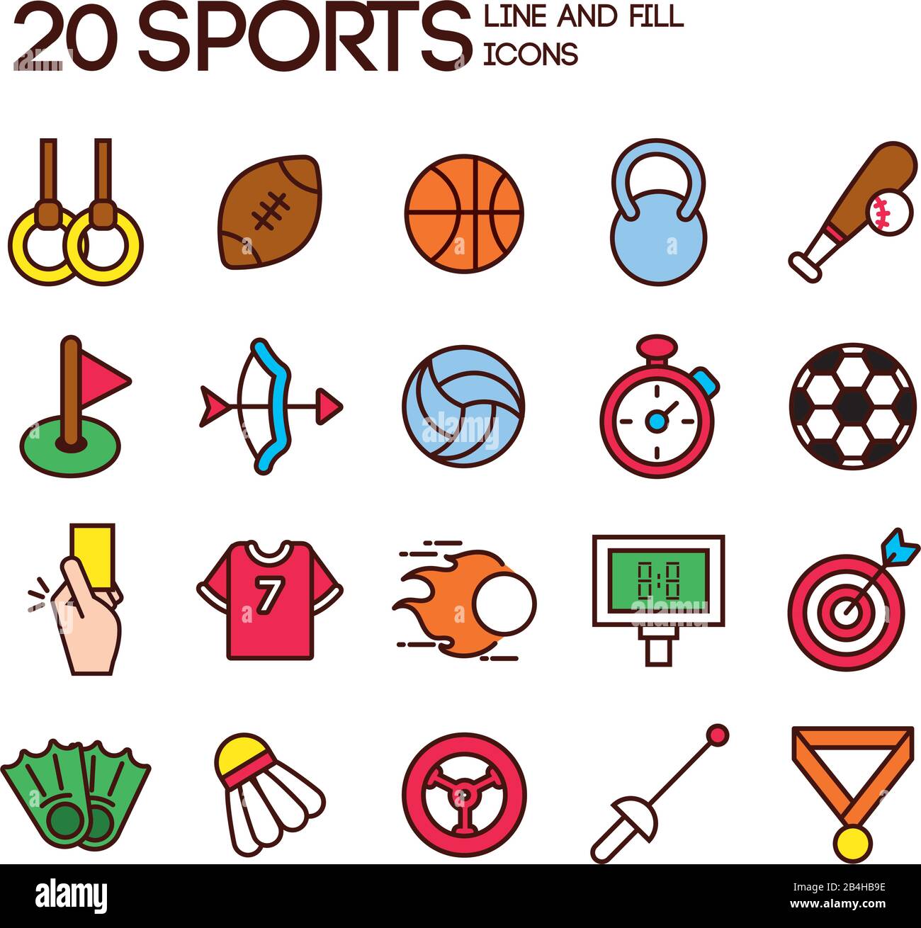 bundle of sports set line and fill icons Stock Vector Image & Art - Alamy