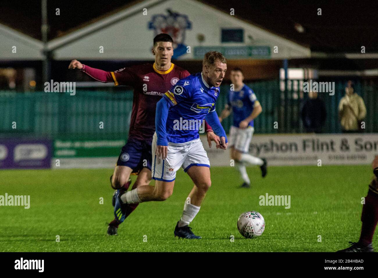 Bridgend, Wales, UK. 6th Mar 2020. Kane Owen of Penybont in action ...