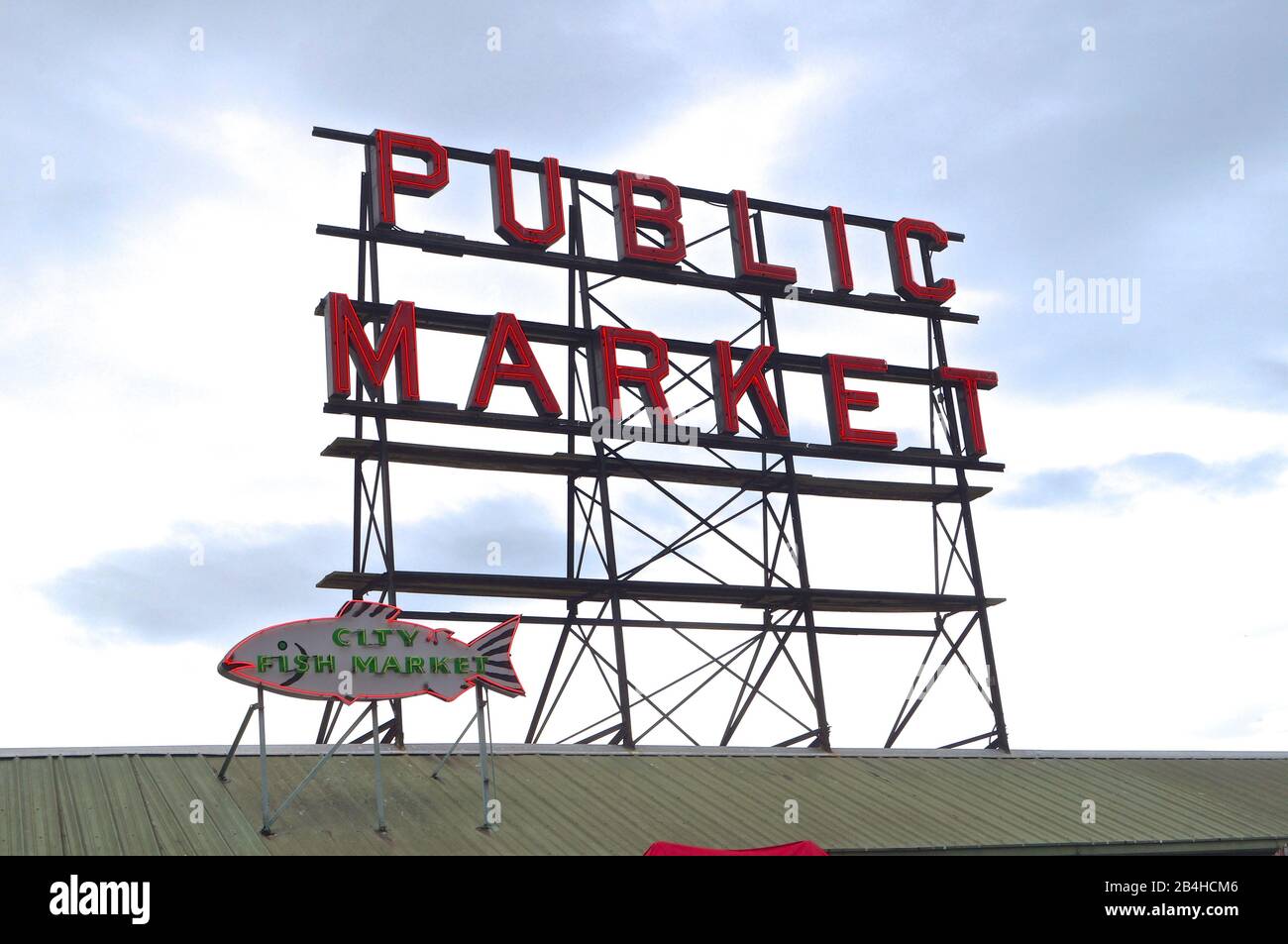 Pike Place Market Sign Stock Photo - Alamy