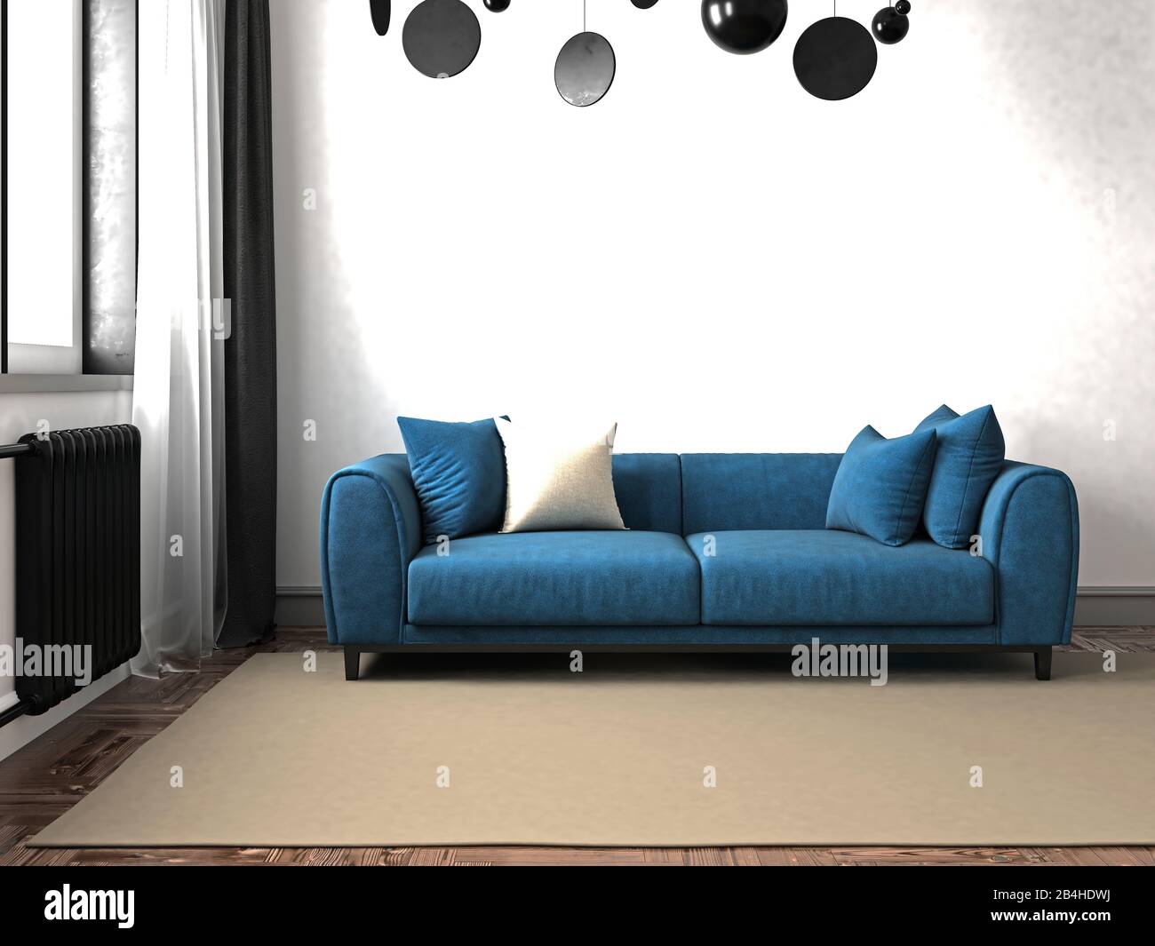 3d render of modern home interior living room Stock Photo - Alamy