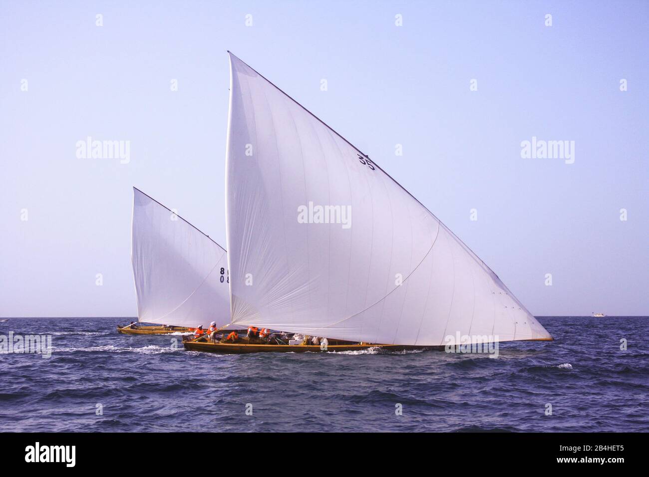 Traditional sailing dhows race at Abu Dhabi at Ghanada Dhow Sailing ...