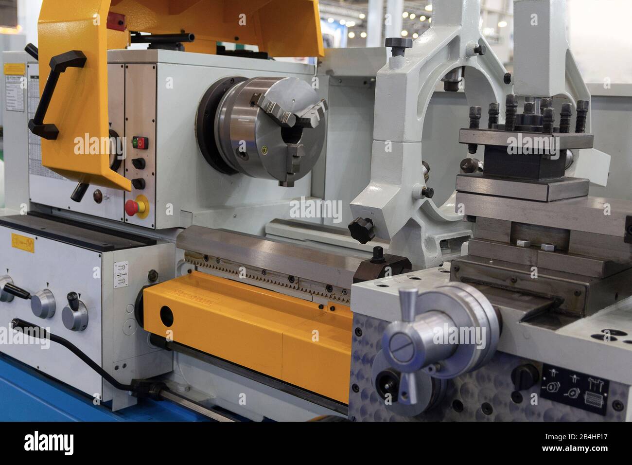 Modern CNC machine tool near. Industry, metal processing Stock Photo ...