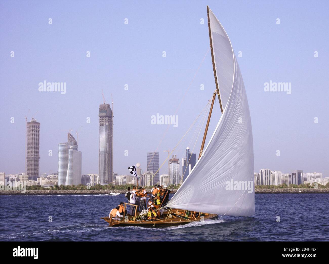Traditional sailing dhows race at Abu Dhabi at Ghanada Dhow Sailing ...