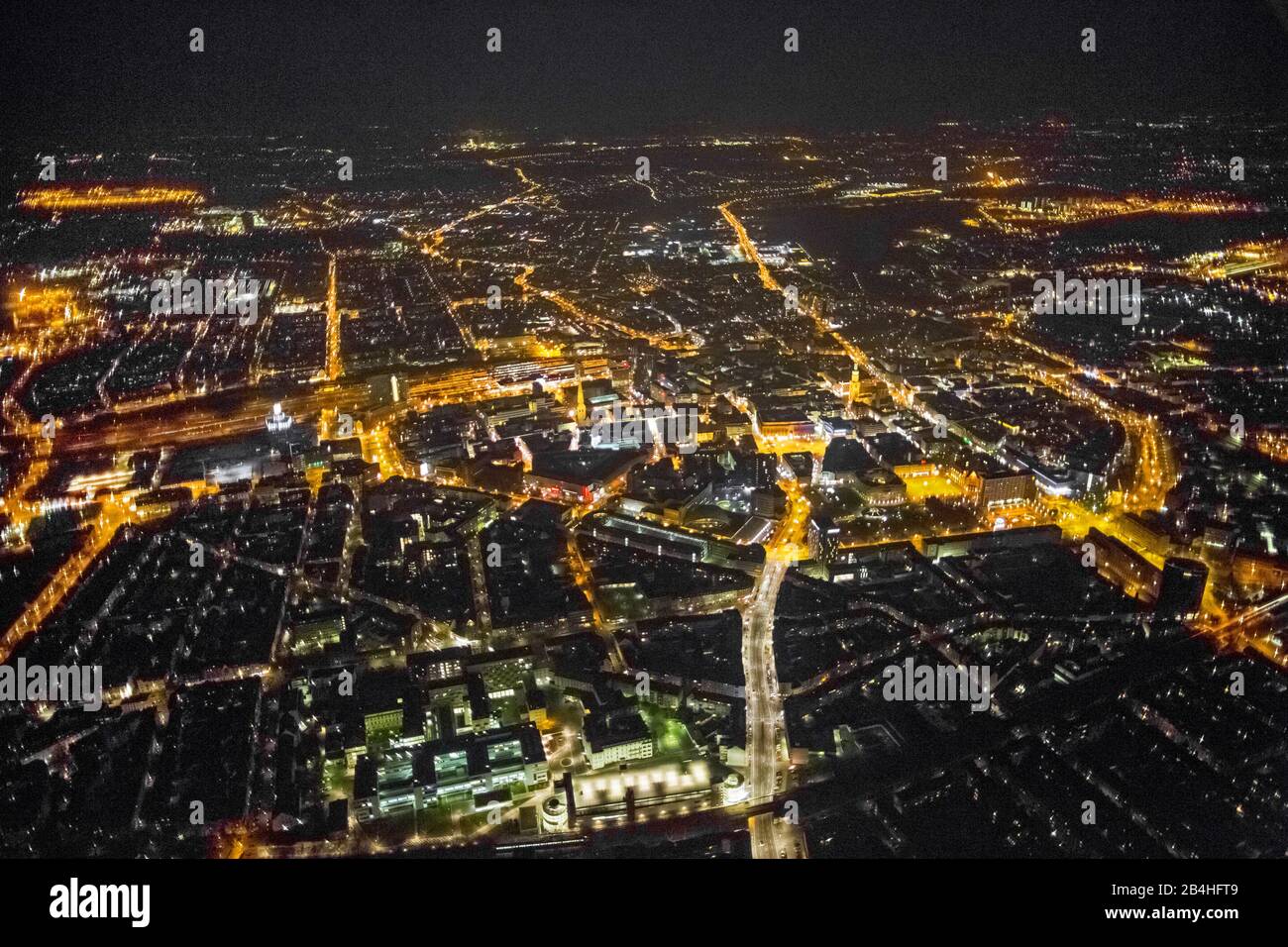 Downtown dortmund night aerial hi-res stock photography and images - Alamy