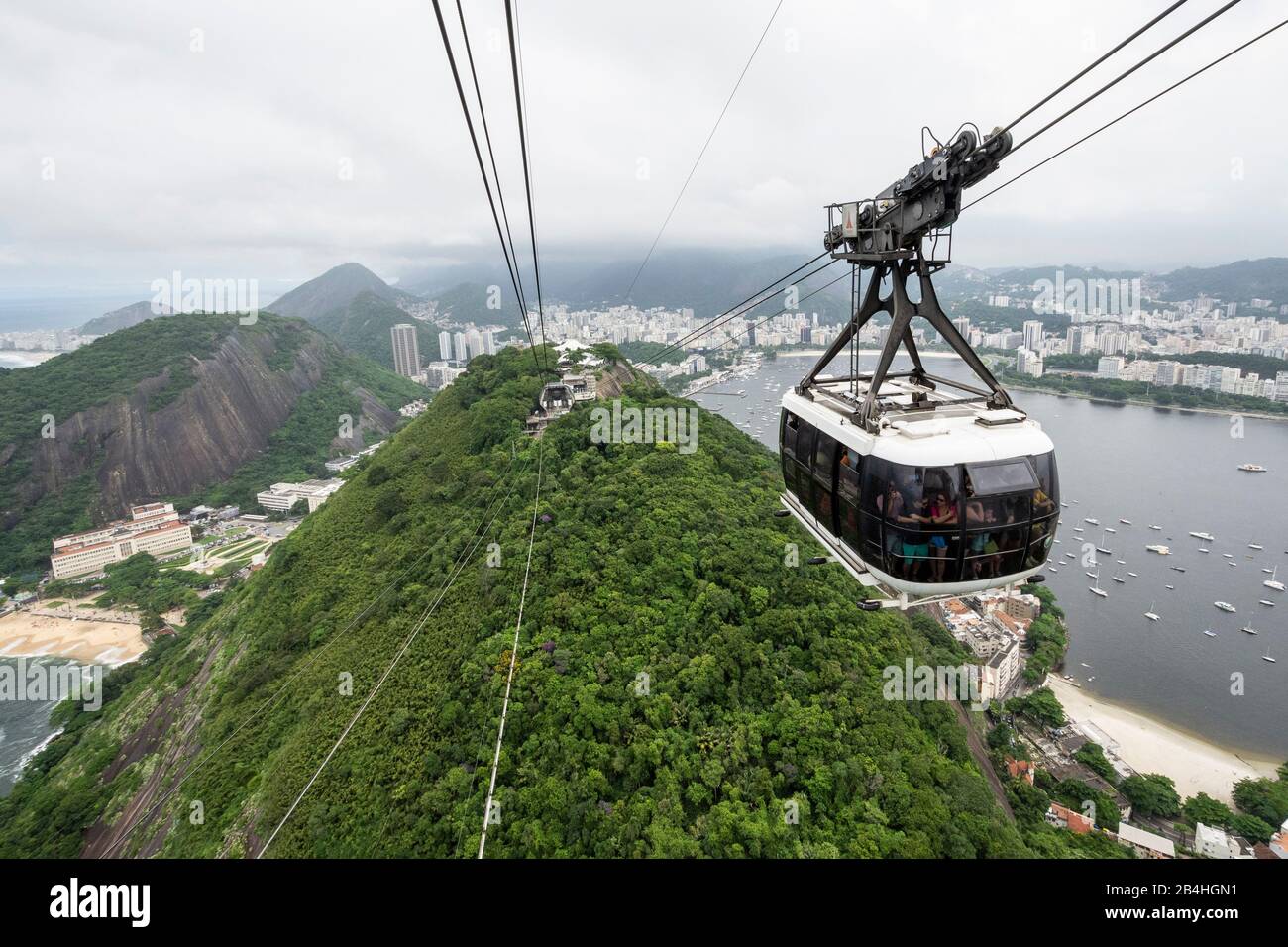 Beautiful view from Sugar Loaf cable car to city landscape, Rio de ...