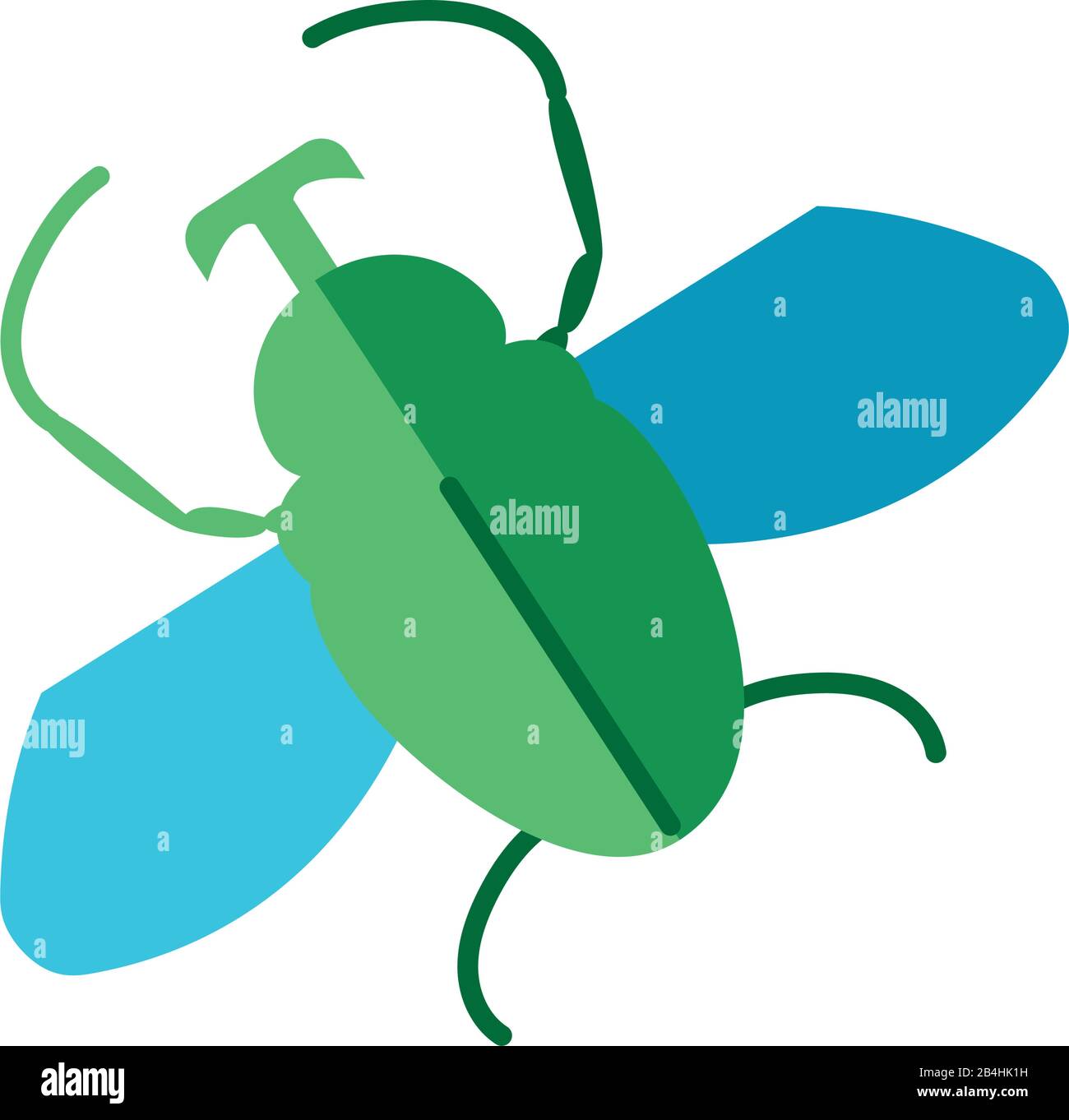 tiger beetle insect over white background, flat style icon, vector ...