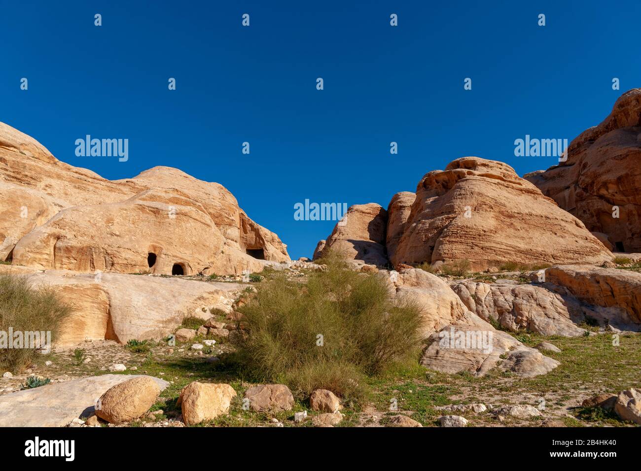 Jordan, The Djinn Blocks in the rock city of Petra Stock Photo - Alamy