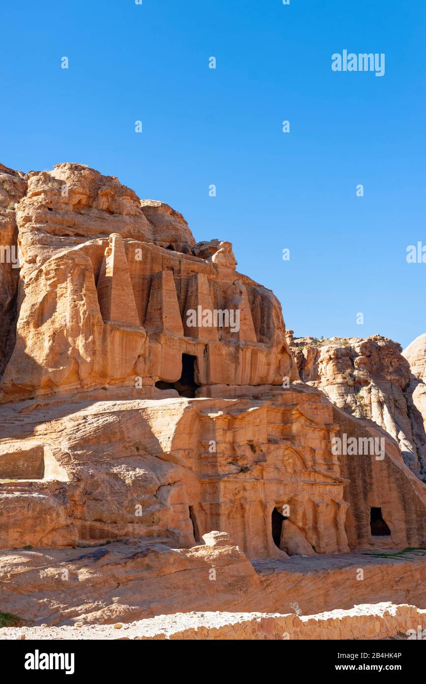 Jordan, The Djinn Blocks in the rock city of Petra Stock Photo - Alamy