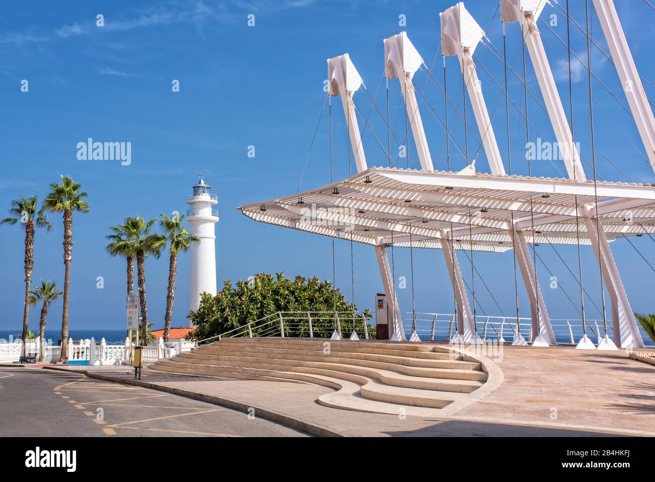 Observation deck in Torrox Costa with lighthouse Stock Photo - Alamy