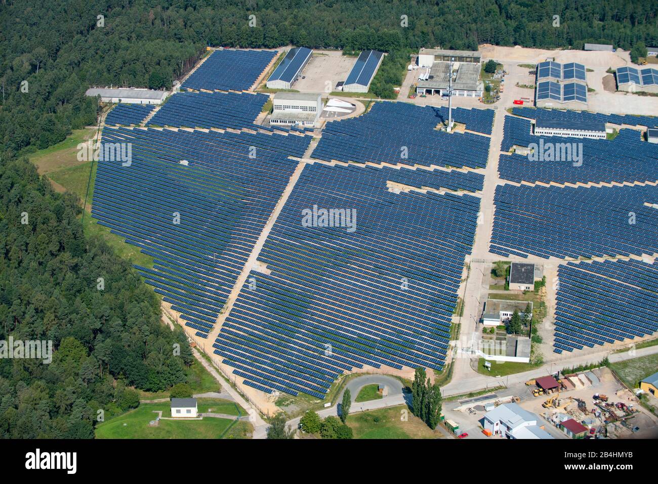 Aerial view of photovoltaic open field plant hi-res stock photography ...