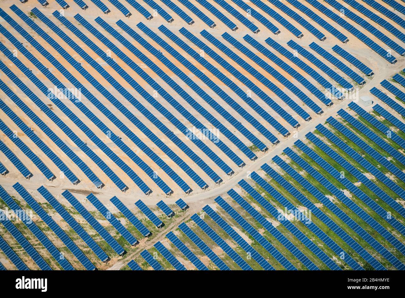 Aerial view of photovoltaic open field plant hi-res stock photography ...