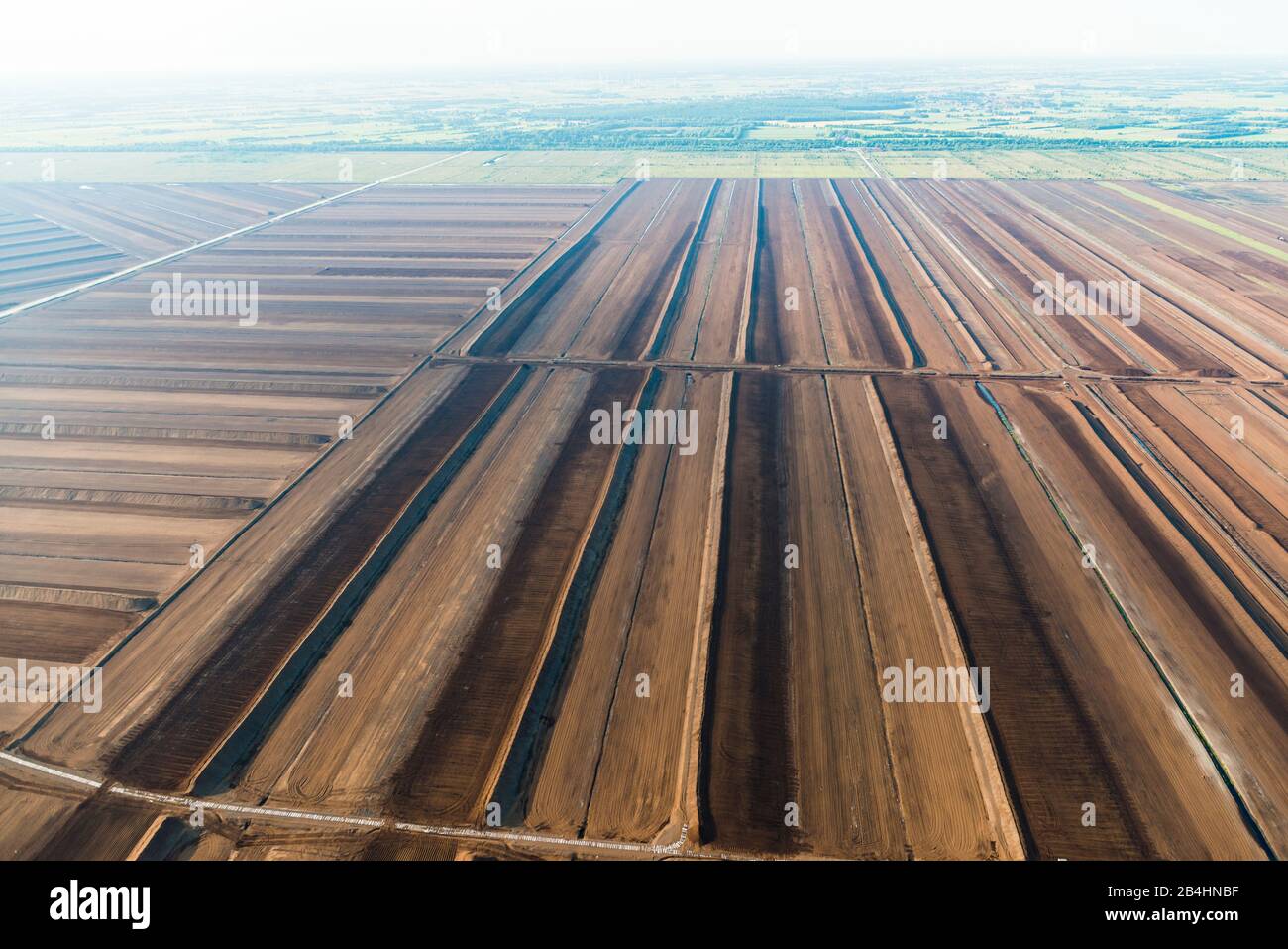 Aerial view of an excavated earth surface by open pit mining Stock ...