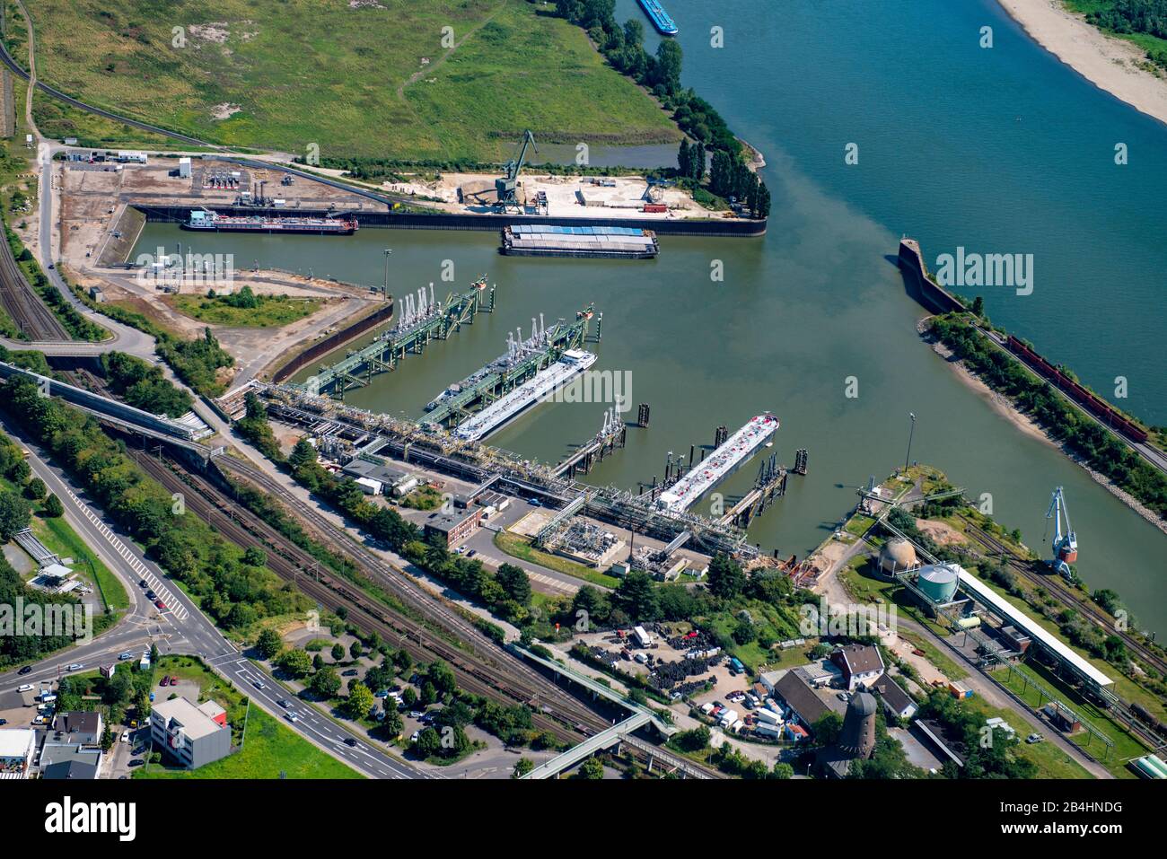 Aerial view of a harbor in the city of Cologne Stock Photo - Alamy