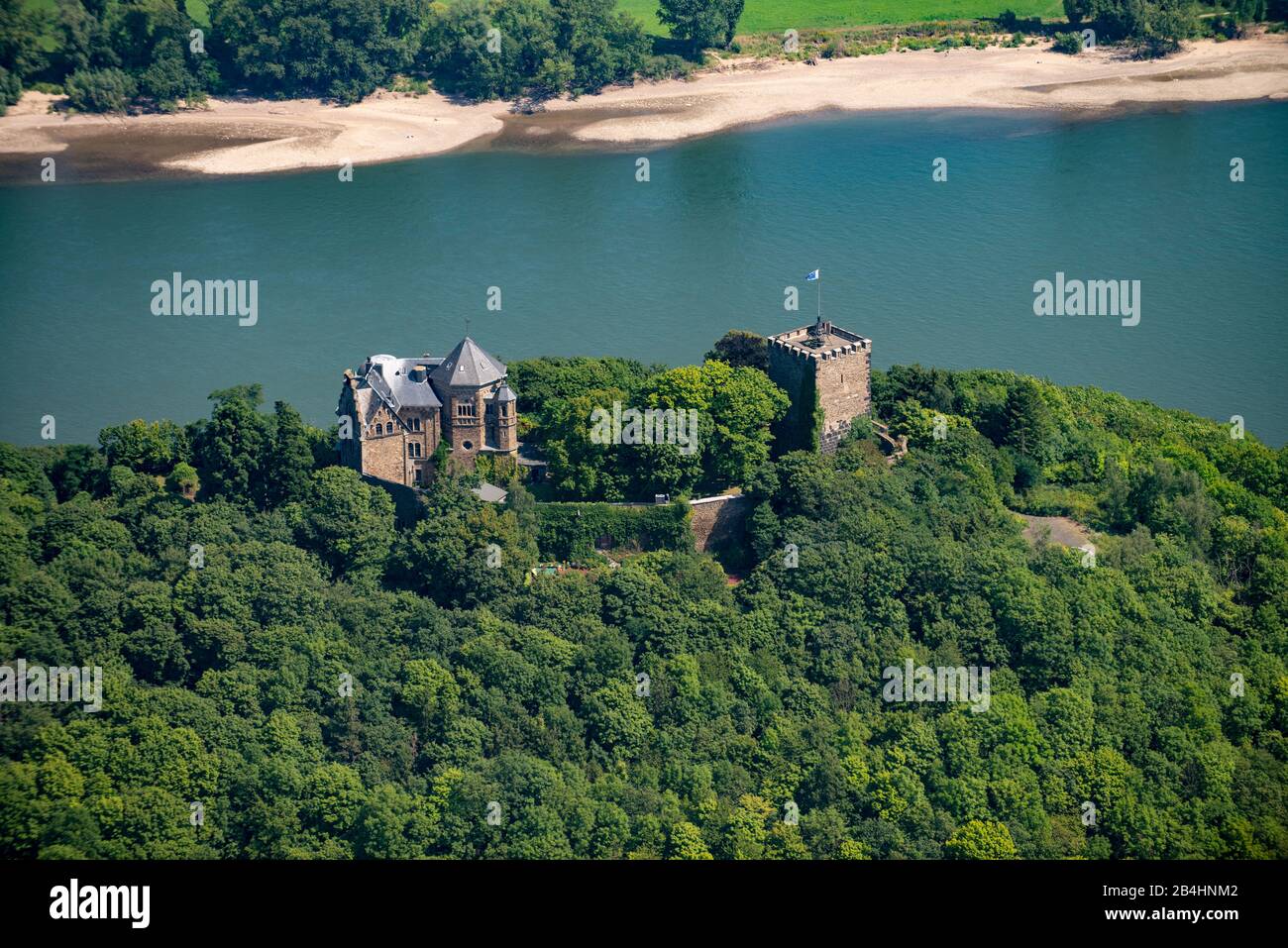 Aerial view of a castle on the Rhine Stock Photo - Alamy