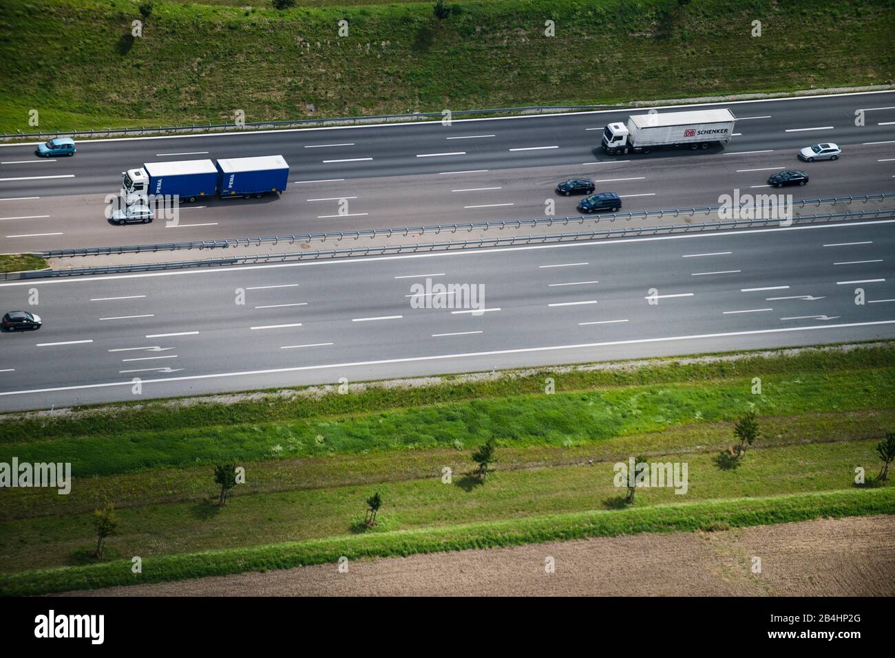 Aerial view of freeway with liquid traffic in bavaria hi-res stock ...