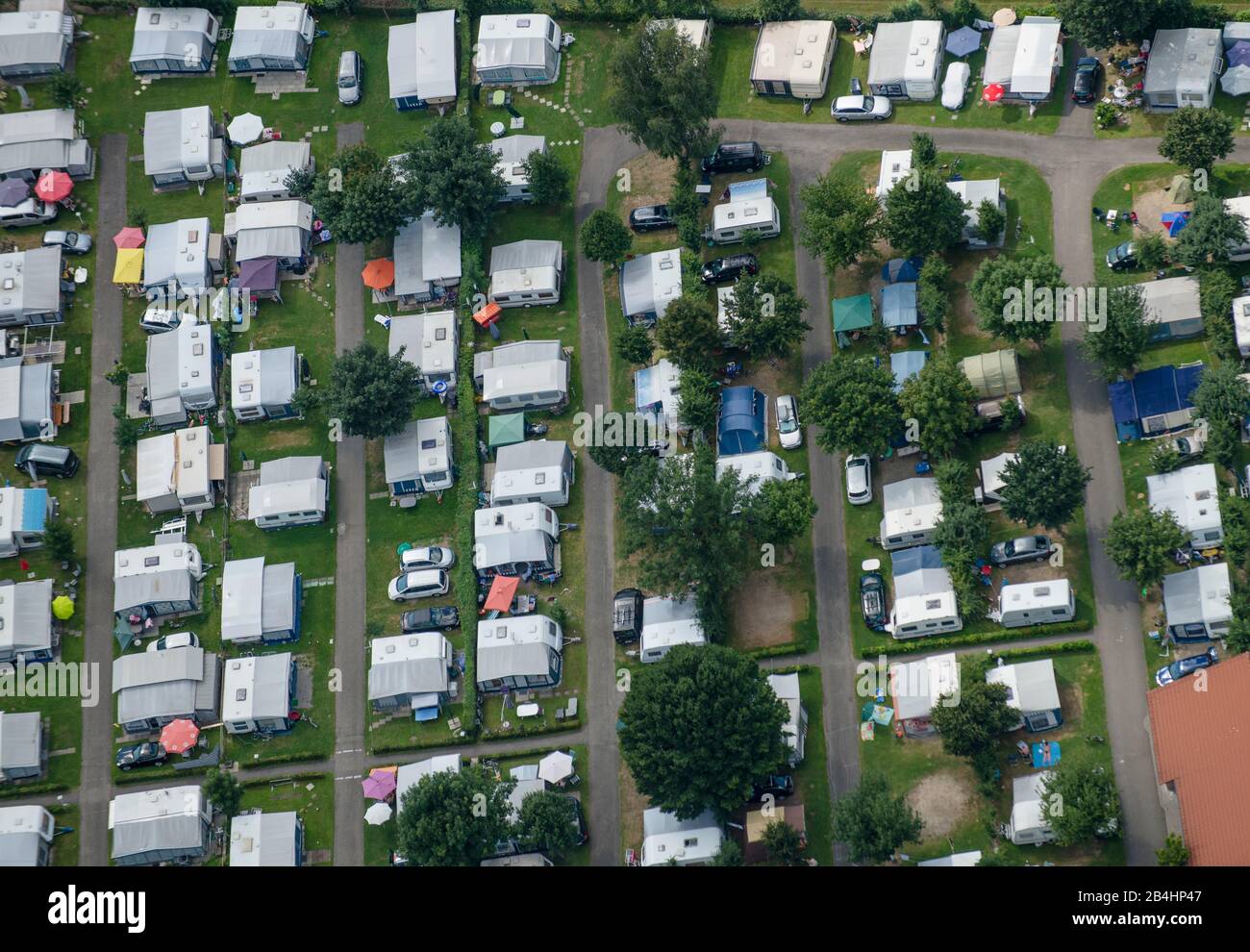 Aerial view of a campsite with caravans Stock Photo - Alamy