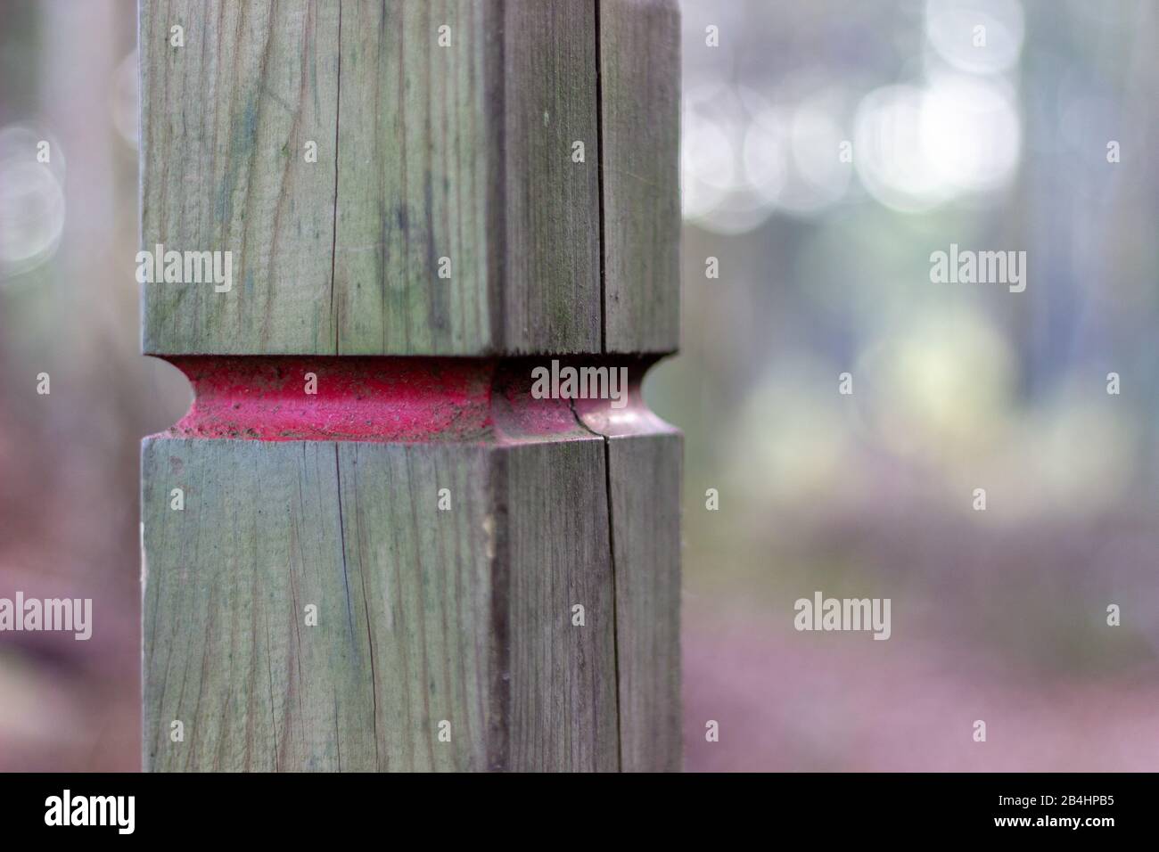 Red trail signpost next to path in Tyrebagger forest Stock Photo - Alamy