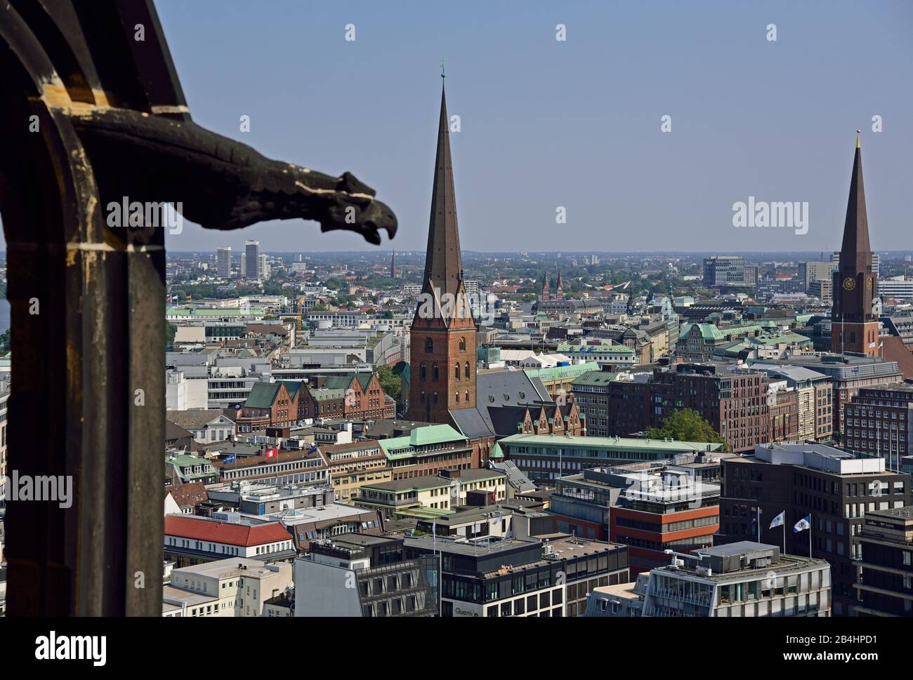 Europe, Germany, Hamburg, City, view from above on towers of St. Petri ...