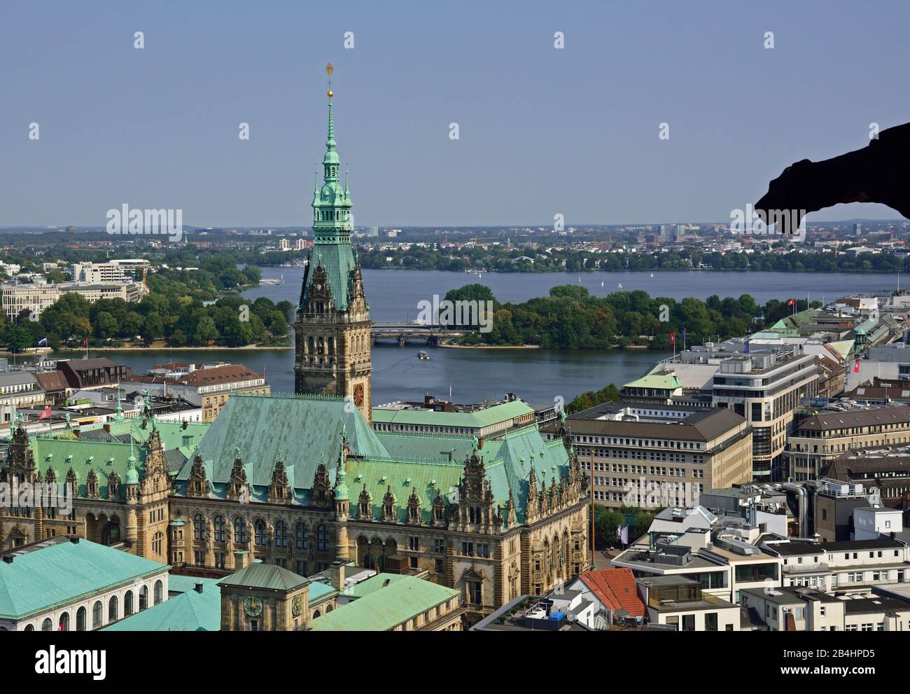 Europe, Germany, Hamburg, City, view from above on Rathaus ...