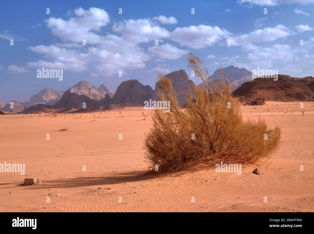 Landscape of rock and sand desert Wadi Rum east of Aqaba Aqaba, Jordan ...