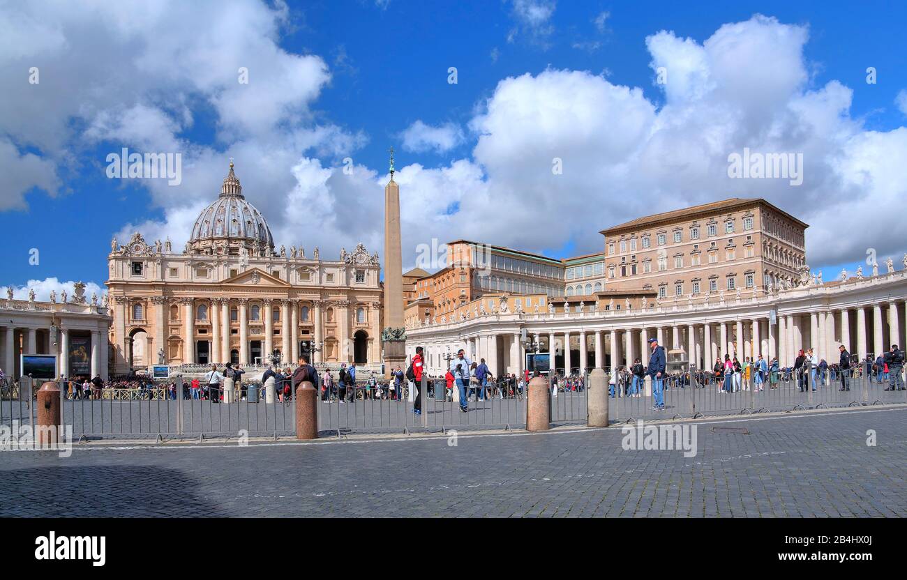 St. Peter's Square with Obelisk St. Peter's Basilica and Vatican Palace ...