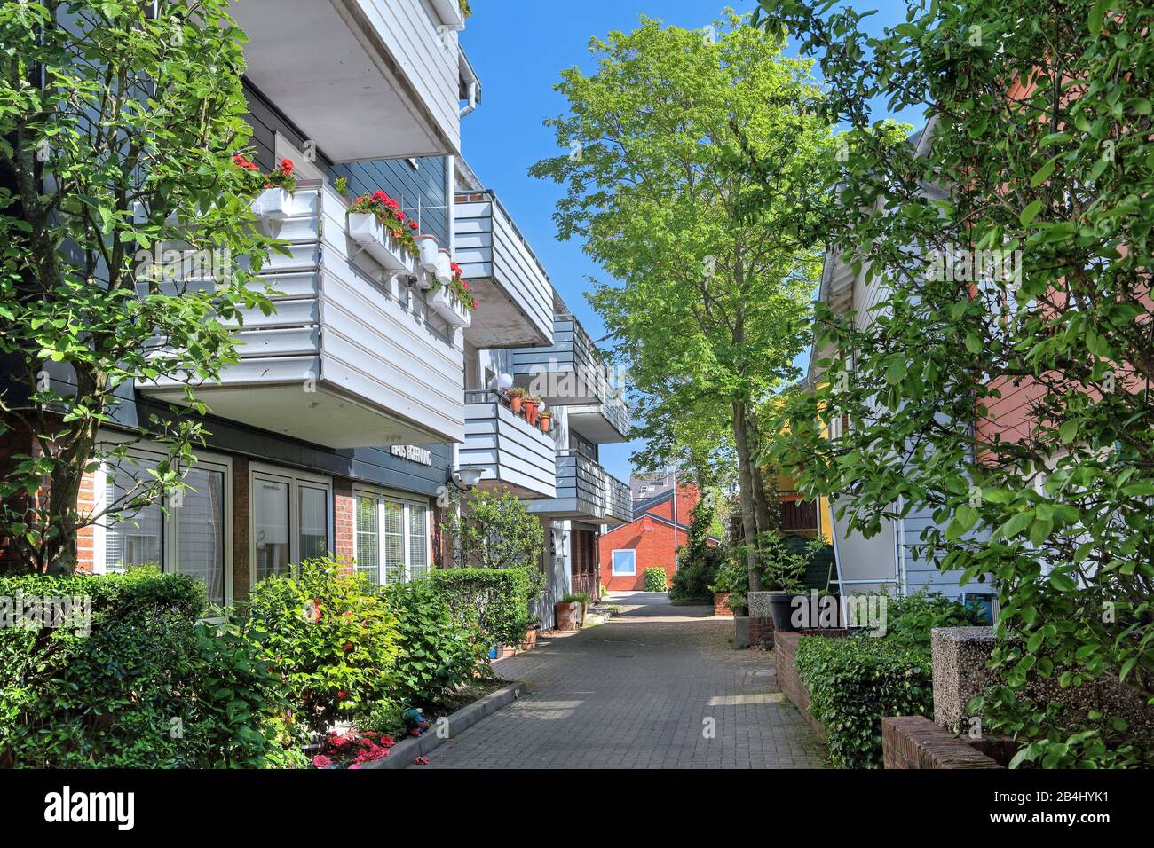 Typical road in the lowlands, Heligoland, Helgoland Bay, German Bight ...