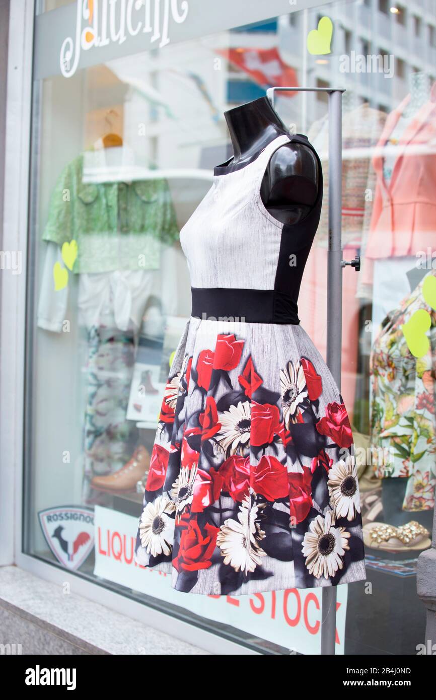 Flower Pattern Dress, Fashion Shop, Montreux, Switzerland Stock Photo ...