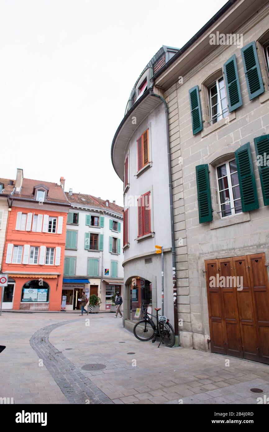 Street view of Nyon, Switzerland Stock Photo - Alamy