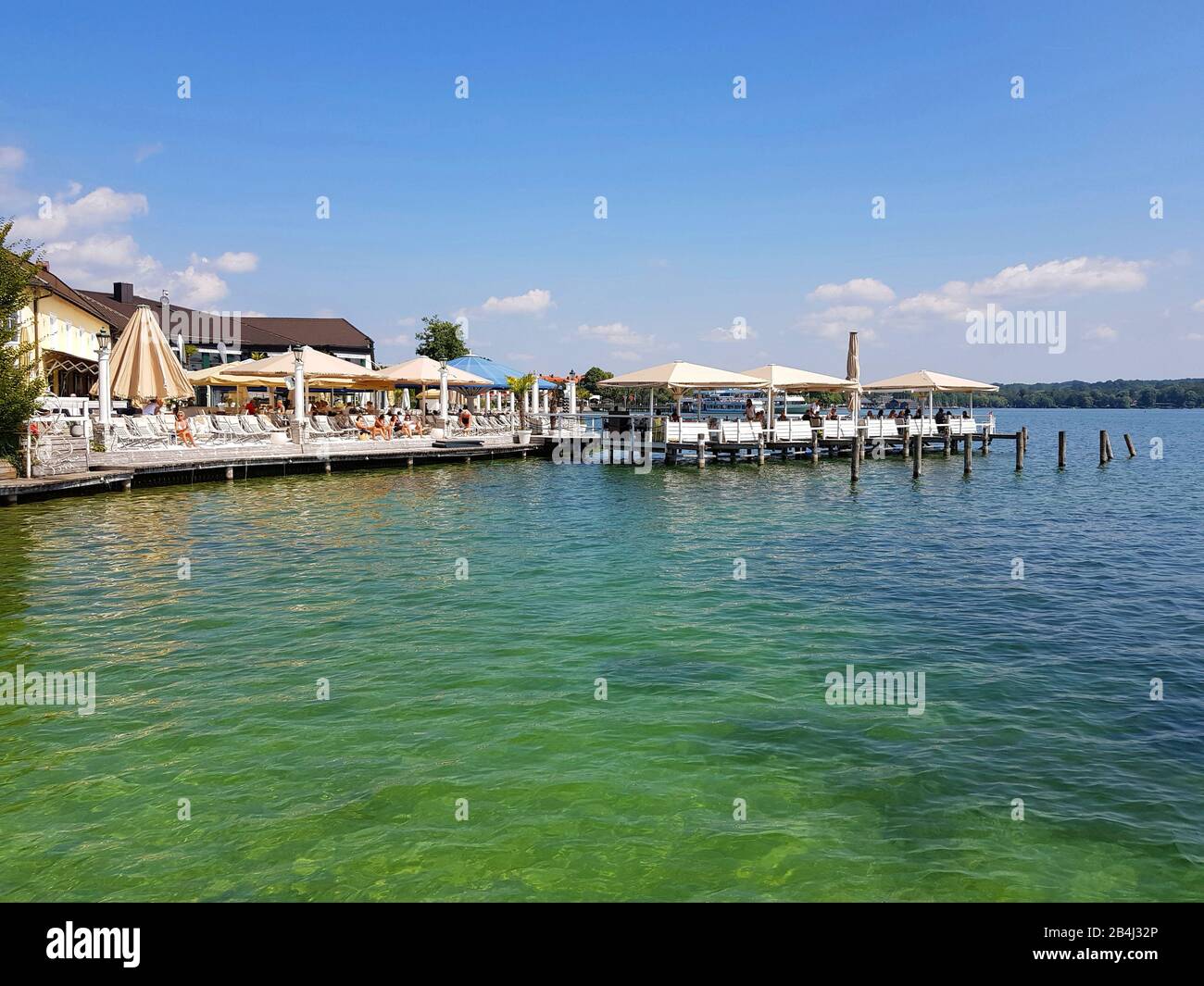 Lake Starnberg, cafe in the lake. He is the fifth largest lake in ...