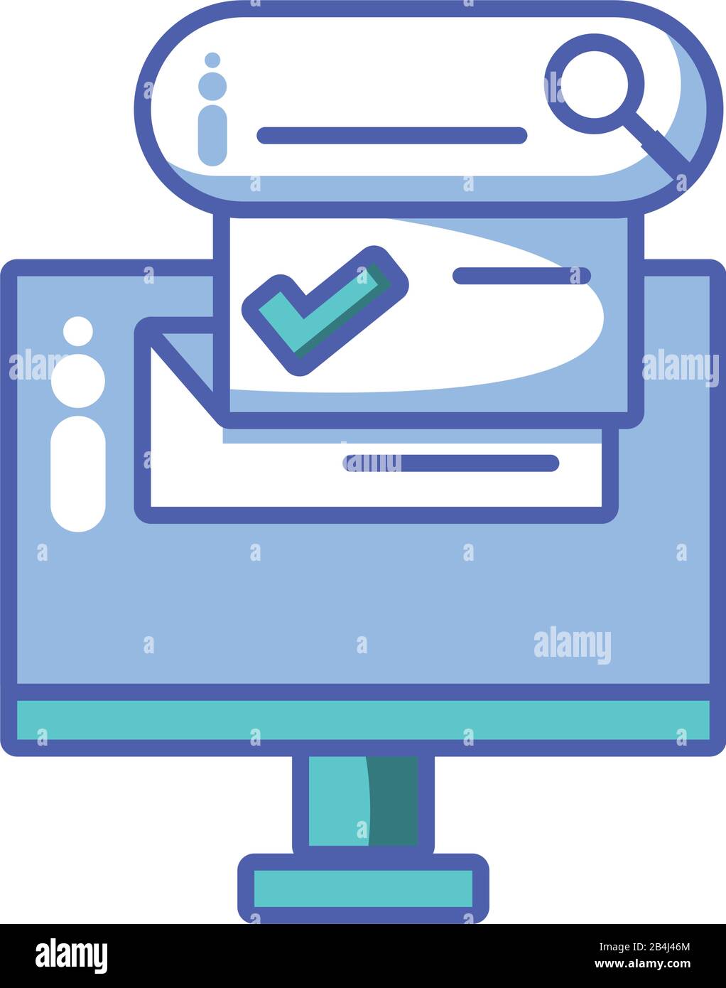 computer screen with digital technology in white background vector ...