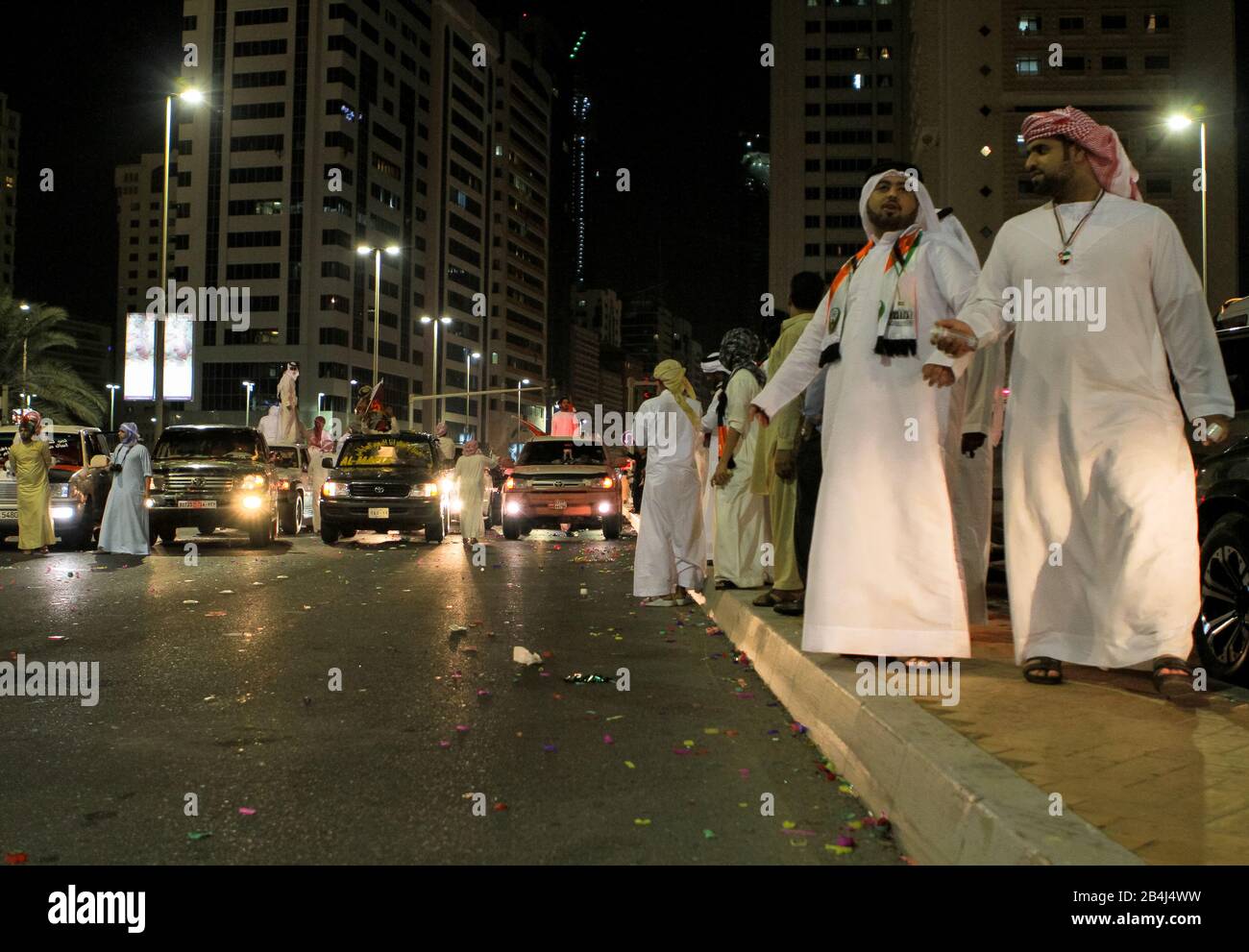 UAE national Day people celebrating in Abu Dhabi Streets in December 2 ...