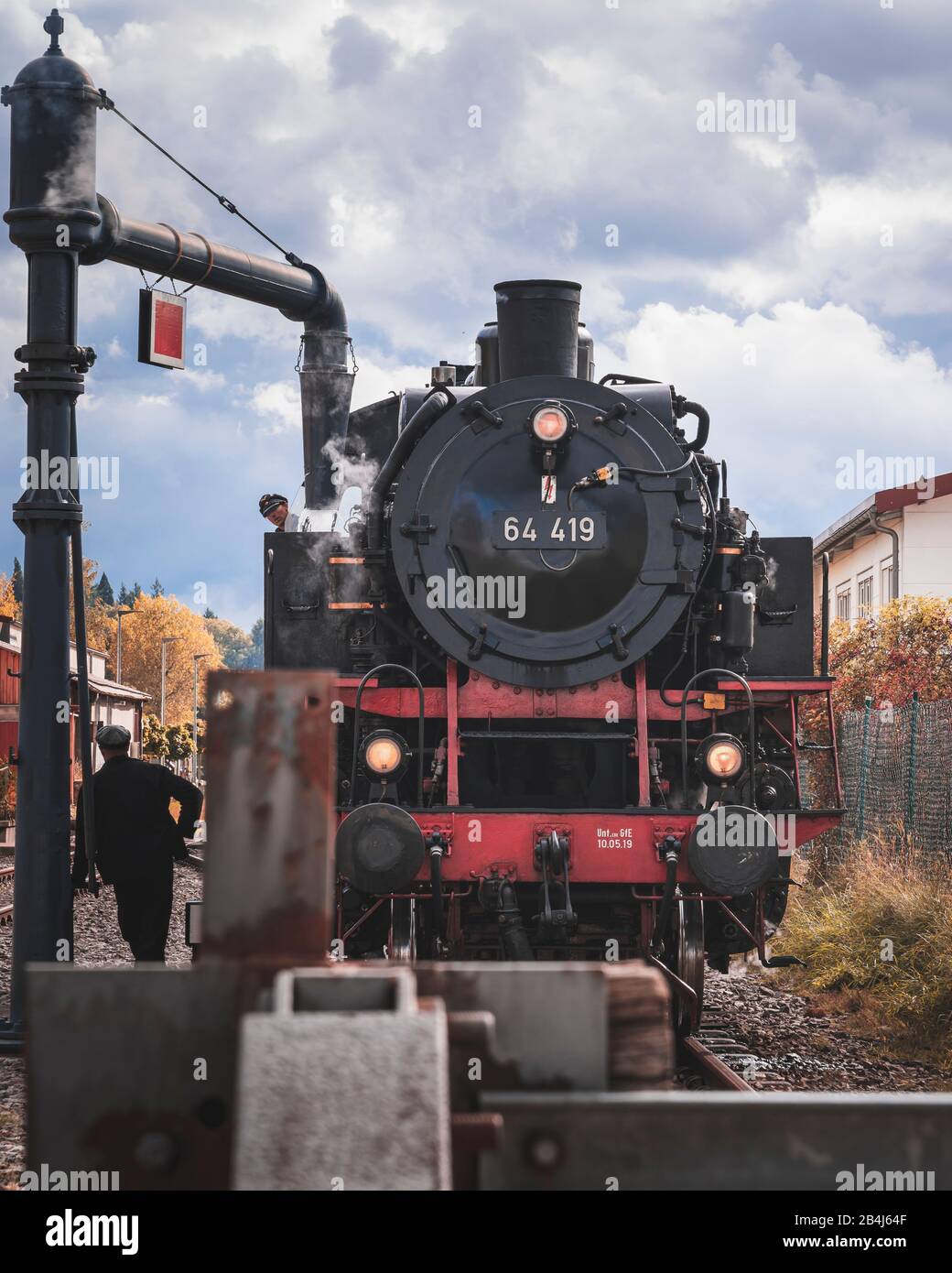 Steam train filling water hi-res stock photography and images - Alamy