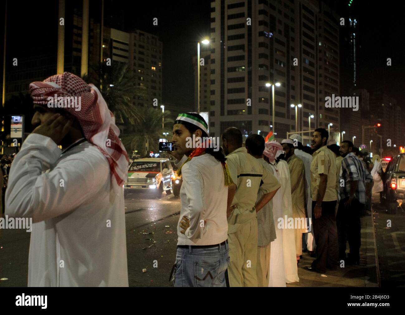 UAE national Day people celebrating in Abu Dhabi Streets in December 2 ...