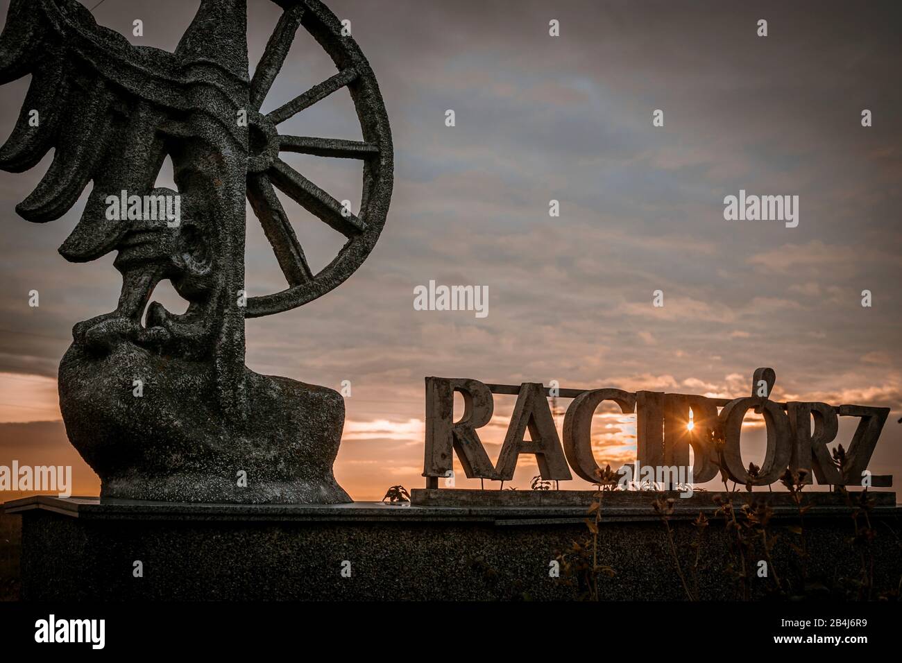 The stone coat of arms of Raciborz, Ratibor, at the entrance to the ...