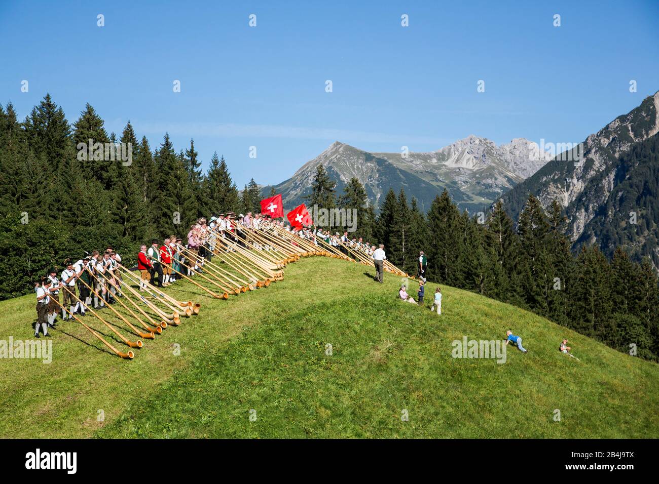 Austria, Vorarlberg, small Walsertal, Baad, Alphorn Festival, Alphorn ...