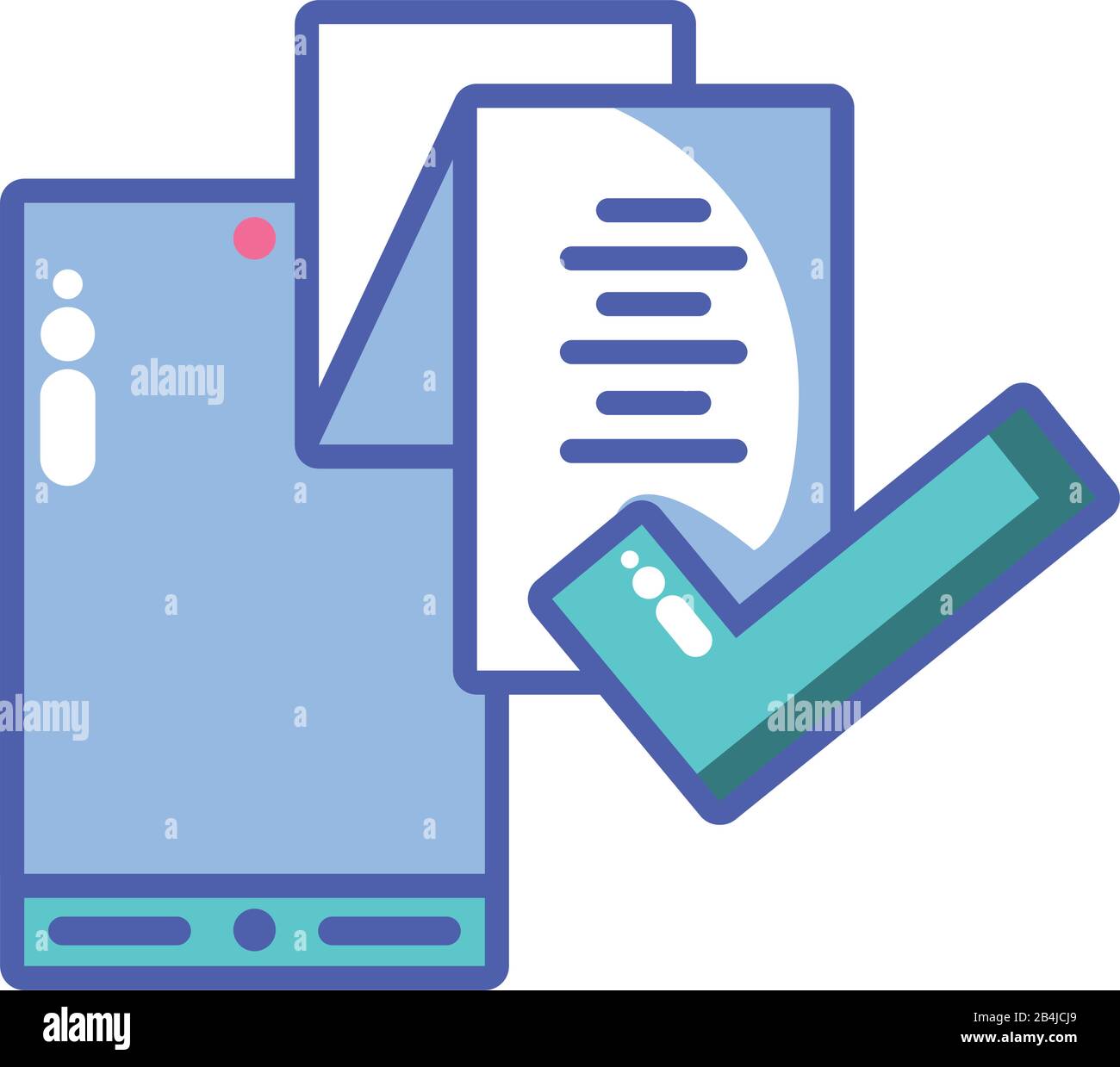 reports with digital objects in white background vector illustration ...