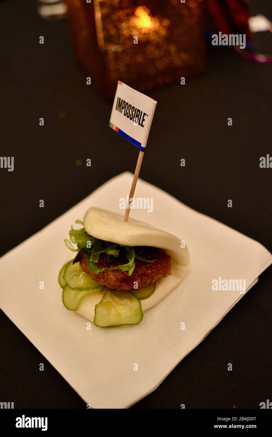 Plant-based protein (fake meat) "pork" appetizers made with Impossible ...
