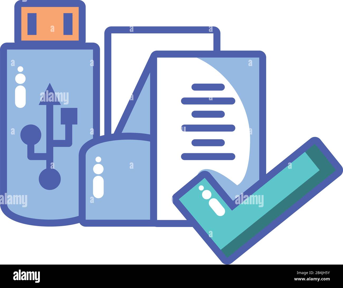 magnifying glass with digital objects in white background vector ...