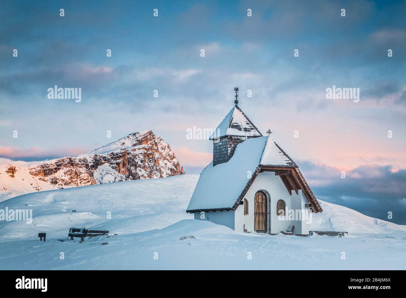 Alpine chapel at pralongia in winter hi-res stock photography and ...