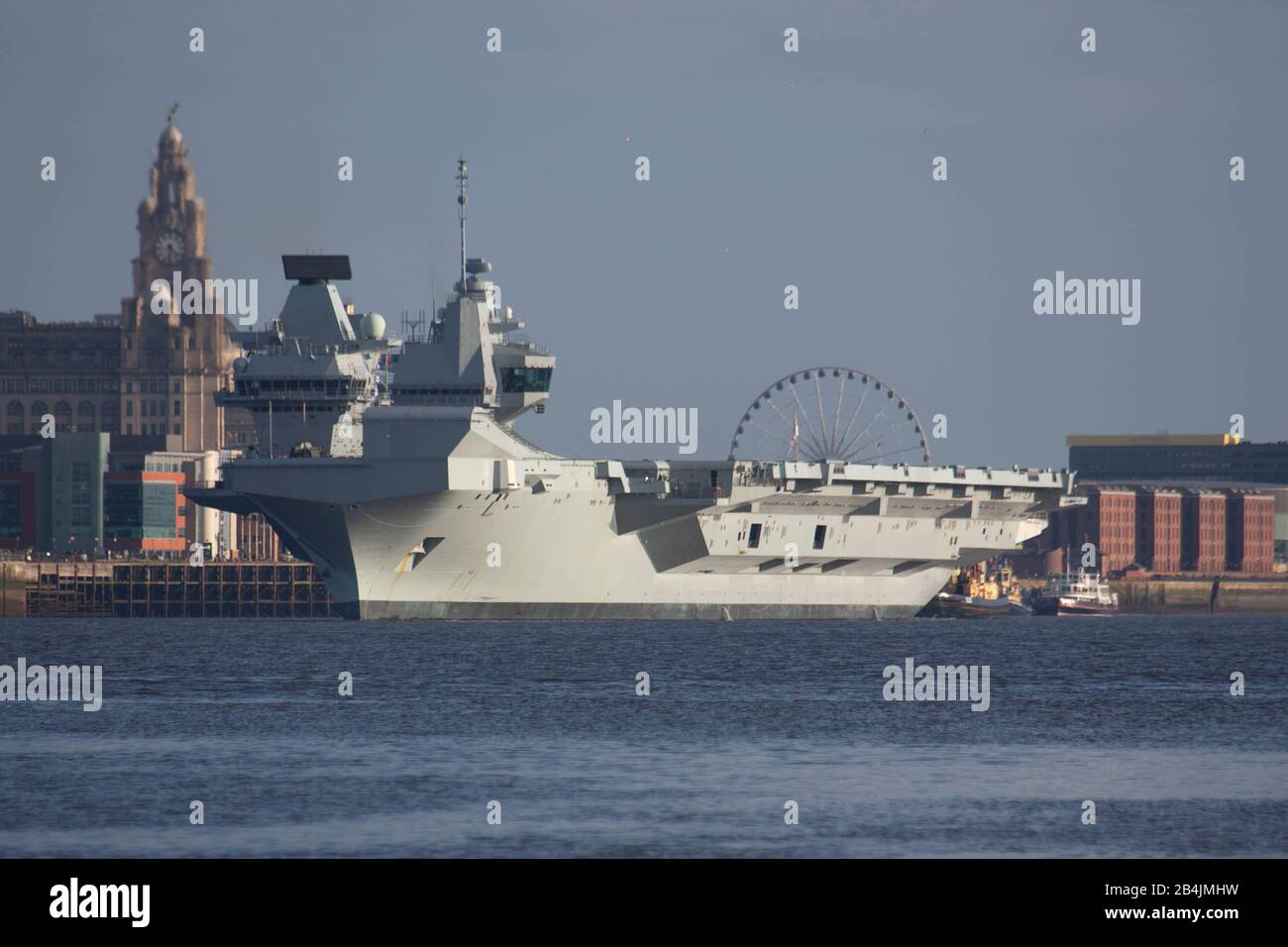 River Mersey, New Brighton, Merseyside, 6th March 2020, HMS Prince of ...